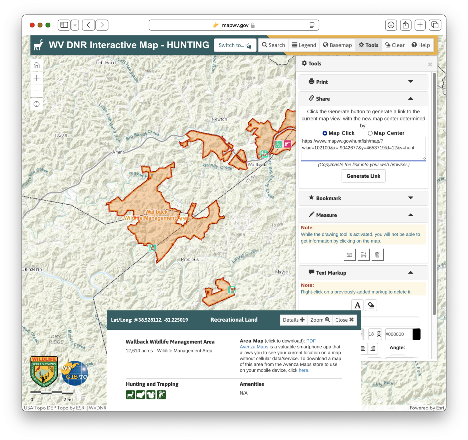 Explore West Virginia with Online Hunting and Fishing Map