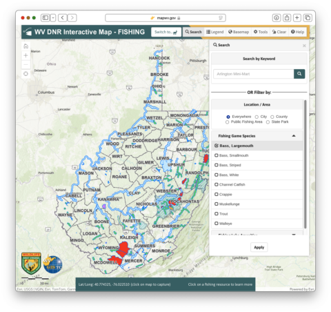 Explore West Virginia with Online Hunting and Fishing Map