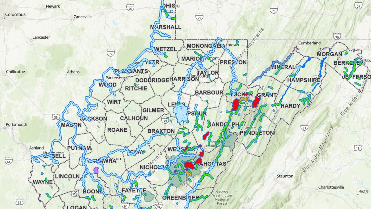 Trout Fishing Map of West Virginia | Streams & Access Points